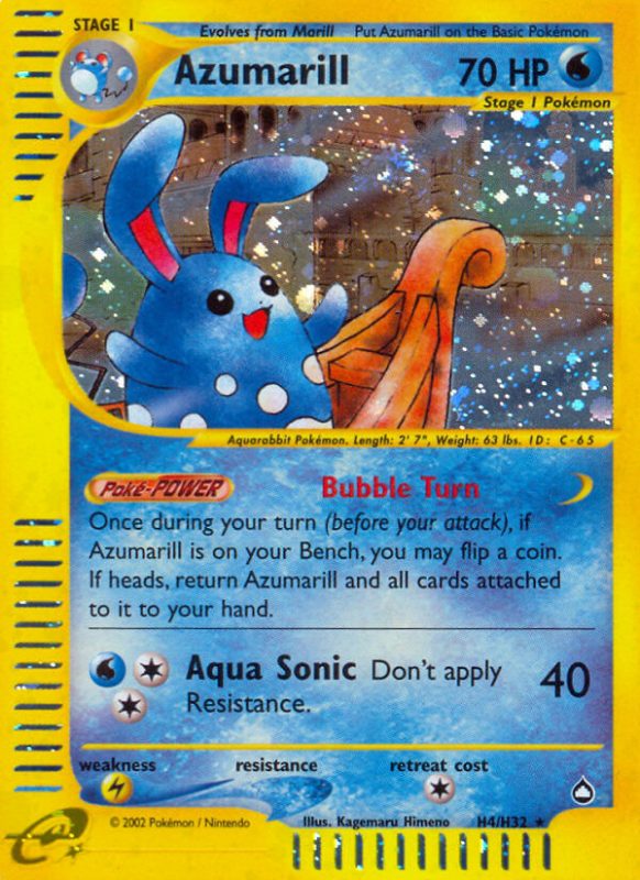 Check de actuele waarde van je Azumarill H4/H32 kaart uit de Aquapolis set.