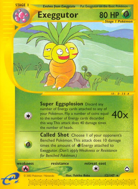 Check de actuele waarde van je Exeggutor 12/147 kaart uit de Aquapolis set.