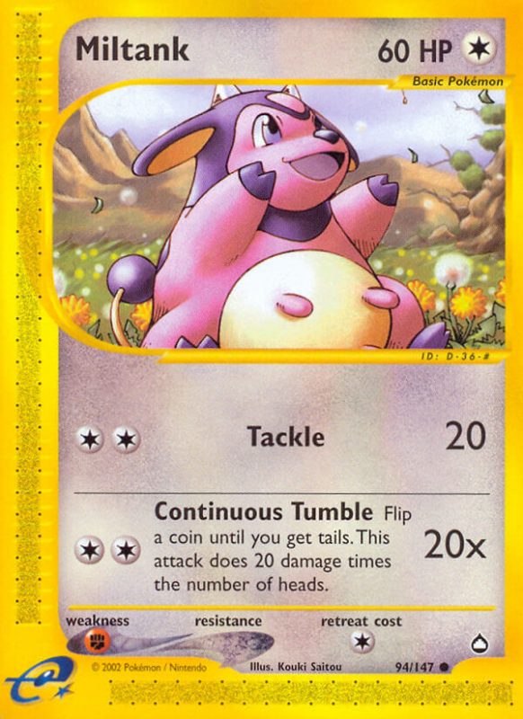 Check de actuele waarde van je Miltank 94/147 kaart uit de Aquapolis set.
