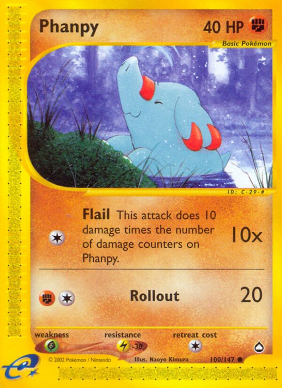 Check de actuele waarde van je Phanpy 100/147 kaart uit de Aquapolis set.