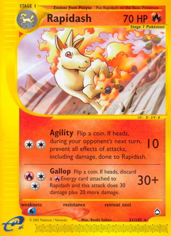Check de actuele waarde van je Rapidash 31/147 kaart uit de Aquapolis set.