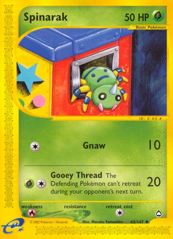 Check de actuele waarde van je Spinarak 62/147 kaart uit de Aquapolis set.