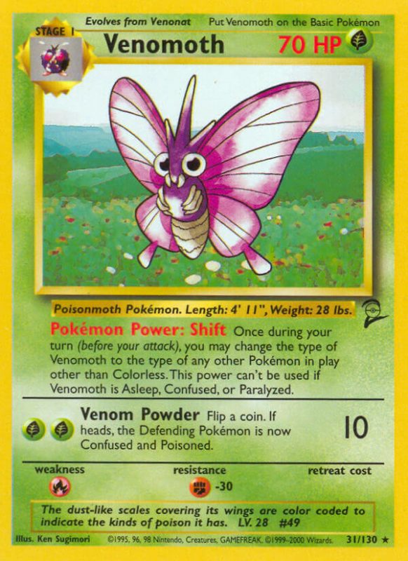 Check de actuele waarde van je Venomoth 31/130 kaart uit de Base Set 2 set.