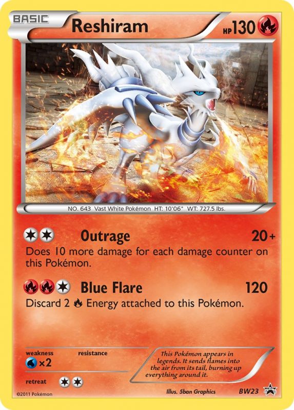 Check de actuele waarde van je Reshiram BW23 kaart uit de Black White Promos set.