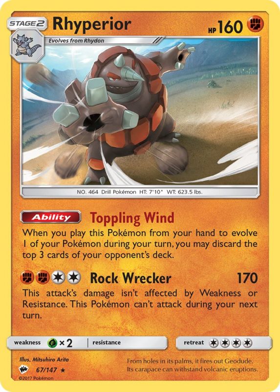 Check de actuele waarde van je Rhyperior 67/147 kaart uit de Burning Shadows set.