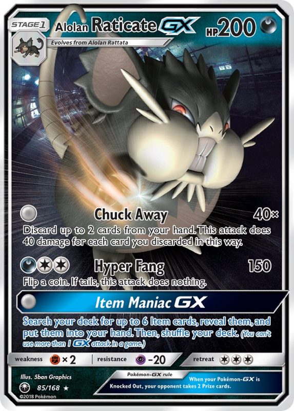 Check de actuele waarde van je Alolan Raticate-GX 85/168 kaart uit de Celestial Storm set.