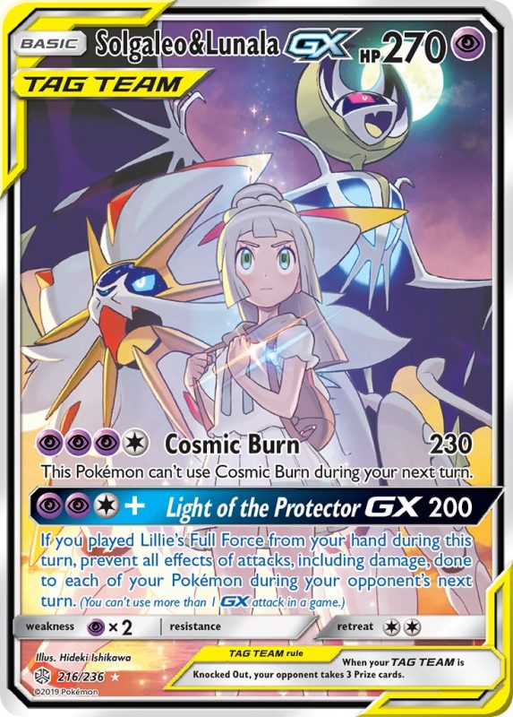 Check de actuele waarde van je Solgaleo & Lunala-GX 216/236 kaart uit de Cosmic Eclipse set.