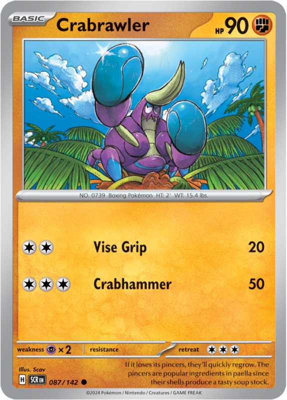 Wat is Crabrawler 087/142 uit Stellar Crown waard? - Pokemonkaart.nl