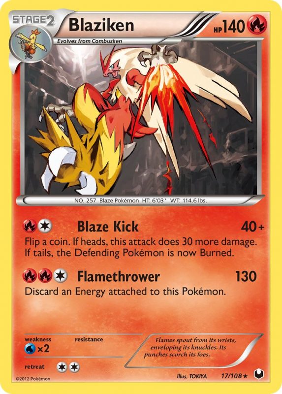 Check de actuele waarde van je Blaziken 17/108 kaart uit de Dark Explorers set.