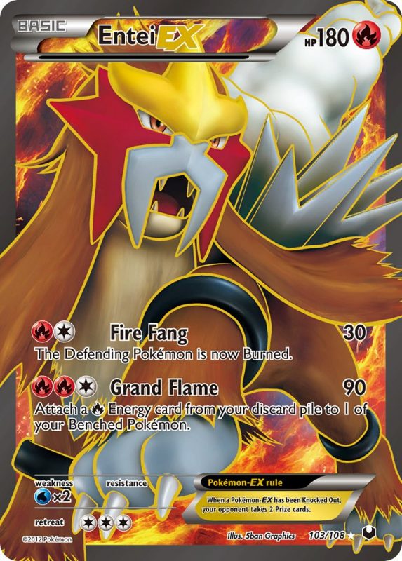 Check de actuele waarde van je Entei-EX 103/108 kaart uit de Dark Explorers set.