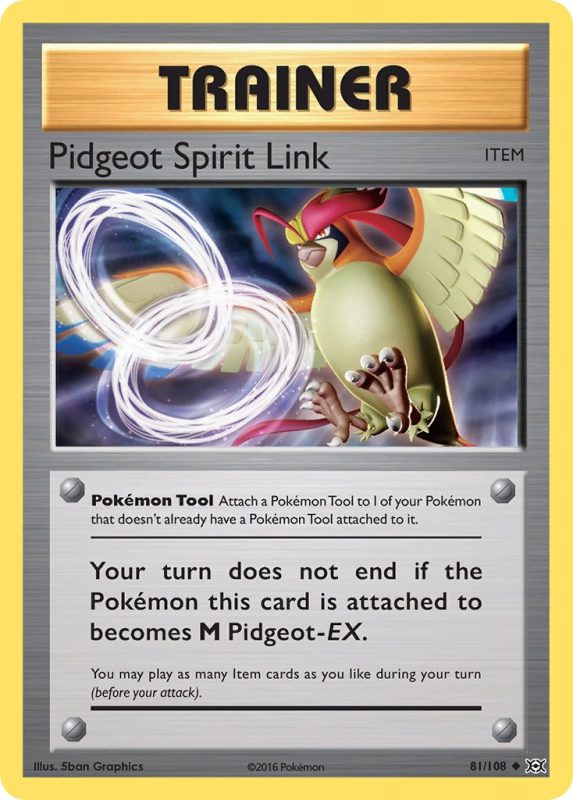 Check de actuele waarde van je Pidgeot Spirit Link 81/108 kaart uit de Evolutions set.