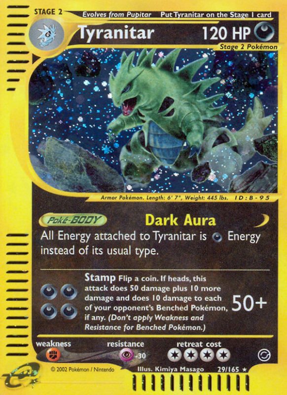 Check de actuele waarde van je Tyranitar 29/165 kaart uit de Expedition set.