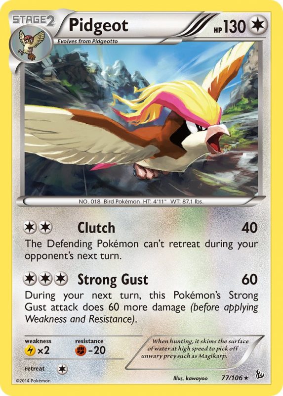 Check de actuele waarde van je Pidgeot 77/106 kaart uit de Flashfire set.