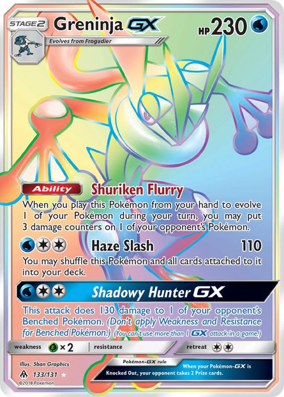 Check de actuele waarde van je Greninja-GX 133/131 kaart uit de Forbidden Light set.