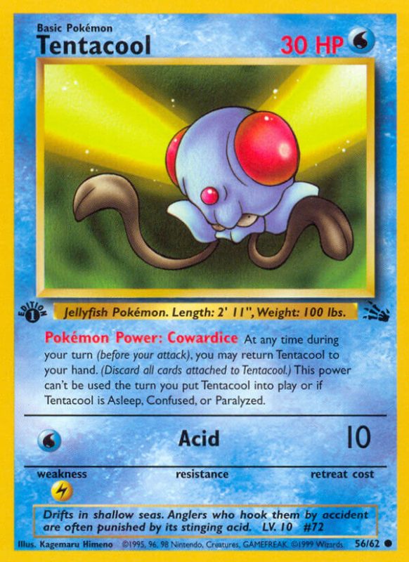 Check de actuele waarde van je Tentacool 56/62 kaart uit de Fossil set.