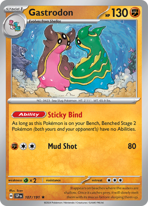 Wat is Gastrodon 107 uit Surging Sparks waard? - Pokemonkaart.nl