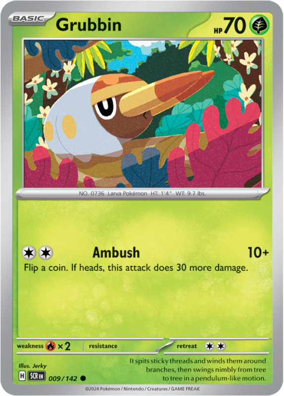 Wat is Grubbin 009/142 uit Stellar Crown waard? - Pokemonkaart.nl