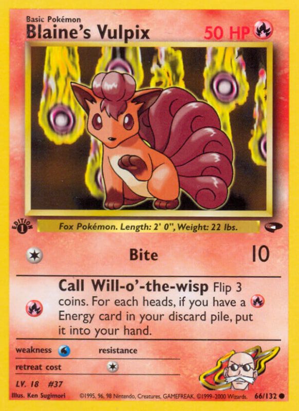Check de actuele waarde van je Blaine’s Vulpix 66/132 kaart uit de Gym Challenge set.