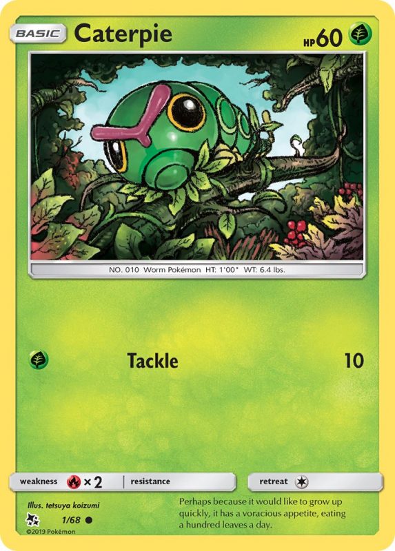 Check de actuele waarde van je Caterpie 1/68 kaart uit de Hidden Fates set.