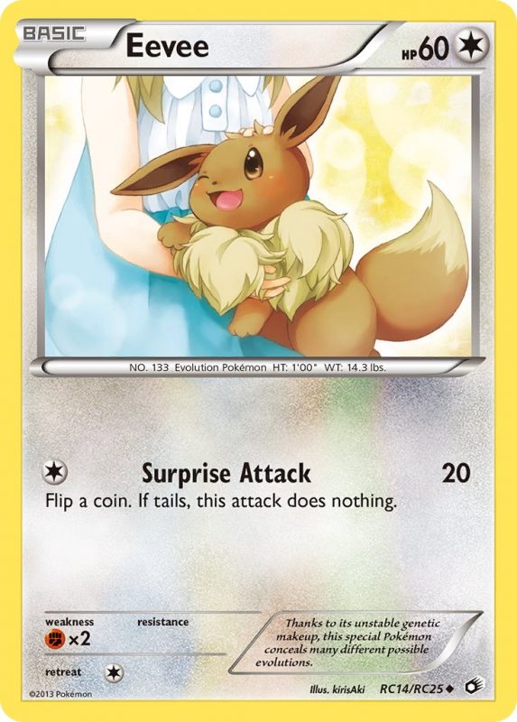 Check de actuele waarde van je Eevee RC14/RC25 kaart uit de Legendary Treasures set.