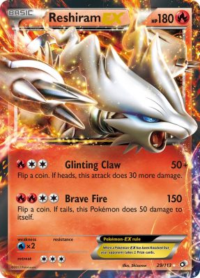 Check de actuele waarde van je Reshiram-EX 29/113 kaart uit de Legendary Treasures set.
