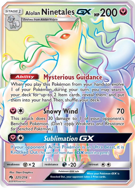 Check de actuele waarde van je Alolan Ninetales-GX 225/214 kaart uit de Lost Thunder set.