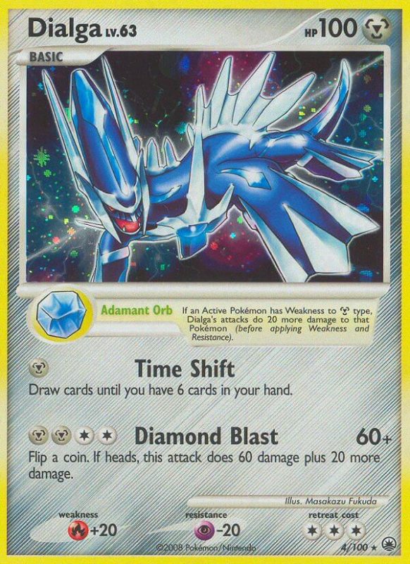 Check de actuele waarde van je Dialga 4/100 kaart uit de Majestic Dawn set.