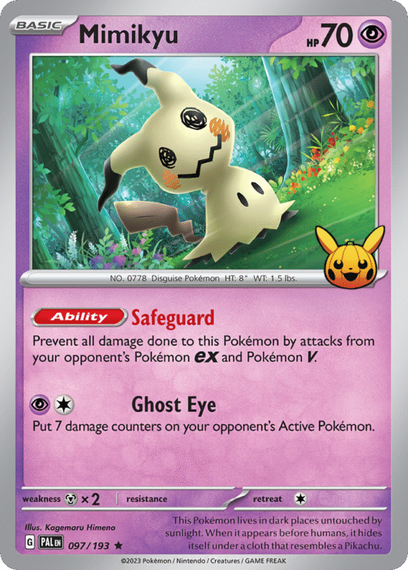 Wat is Mimikyu 097/193 uit Trick or Trade 2023 waard? - Pokemonkaart.nl