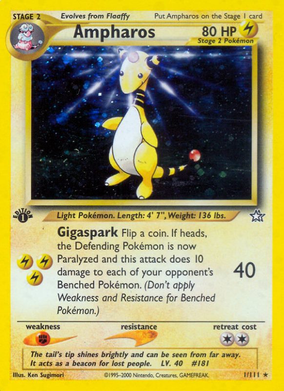 Check de actuele waarde van je Ampharos 1/111 kaart uit de Neo Genesis set.