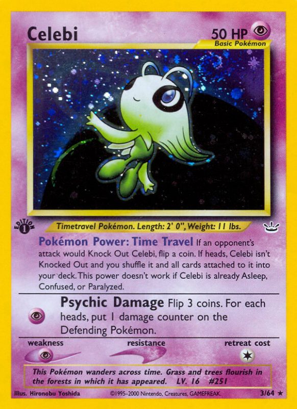 Check de actuele waarde van je Celebi 3/64 kaart uit de Neo Revelation set.