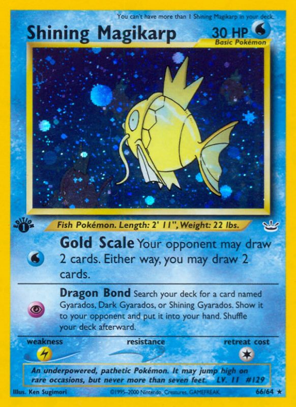 Check de actuele waarde van je Shining Magikarp 66/64 kaart uit de Neo Revelation set.