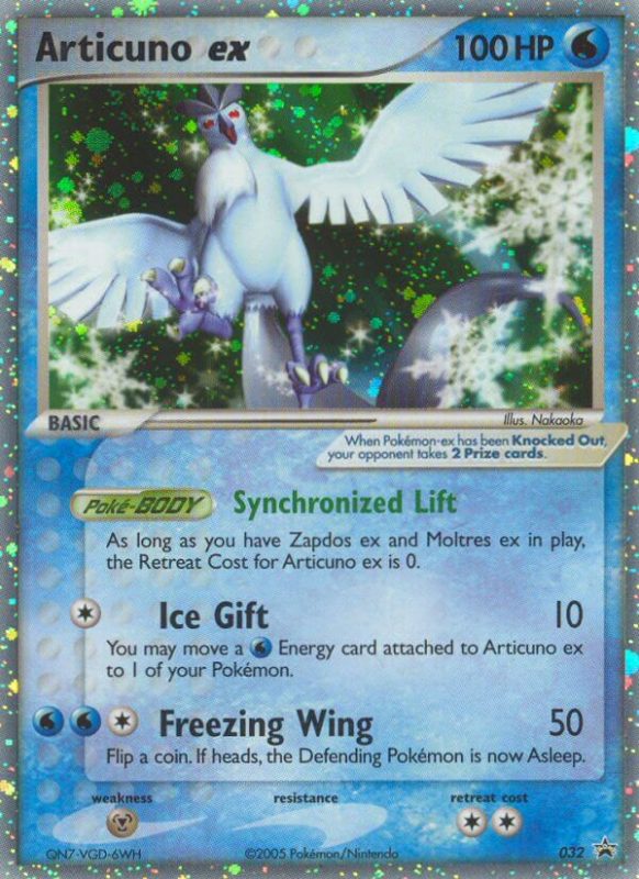 Check de actuele waarde van je Articuno ex 032 kaart uit de Nintendo Black Star Promos set.