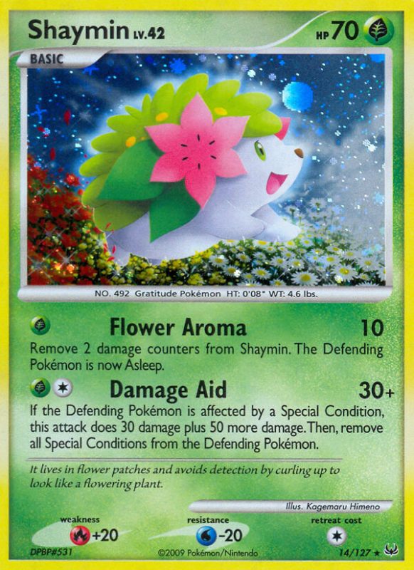 Check de actuele waarde van je Shaymin 14/127 kaart uit de Platinum set.