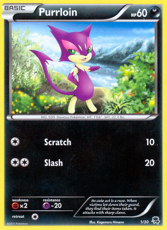 Wat is Purrloin 1/30 uit BW Trainer Kit Zoroark waard? - Pokemonkaart.nl