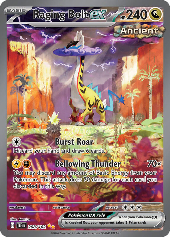 Wat is Raging Bolt ex 208/162 uit Temporal Forces waard? - Pokemonkaart.nl