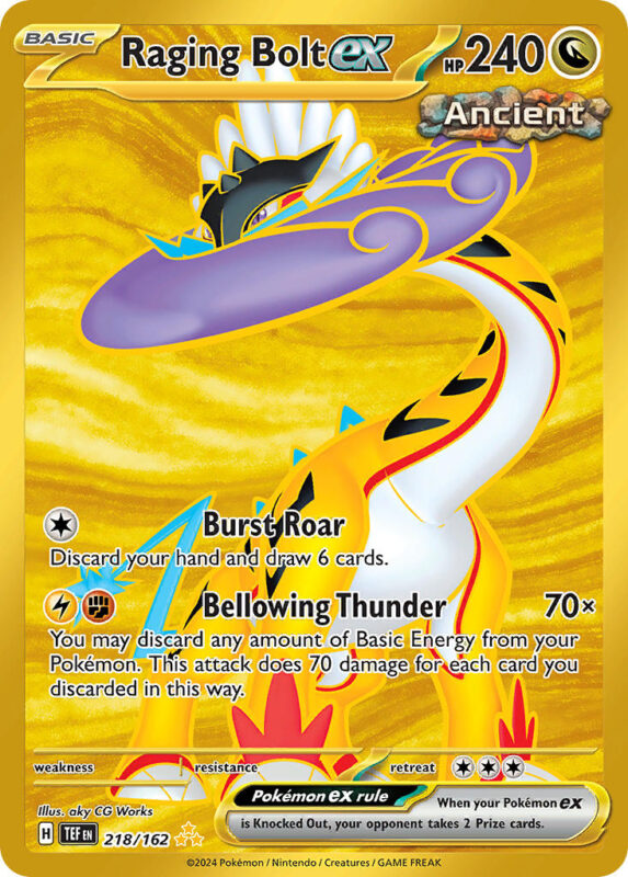 Wat is Raging Bolt ex 218/162 uit Temporal Forces waard? - Pokemonkaart.nl