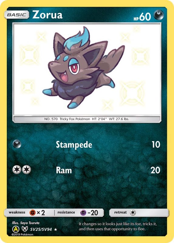 Check de actuele waarde van je Zorua SV25/SV94 kaart uit de Shining Legends set.