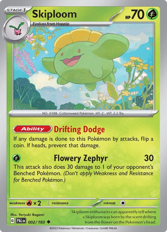 Bekijk de actuele prijs van je Skiploom 002/193 uit de Paldea Evolved set op Pokemonkaart.nl