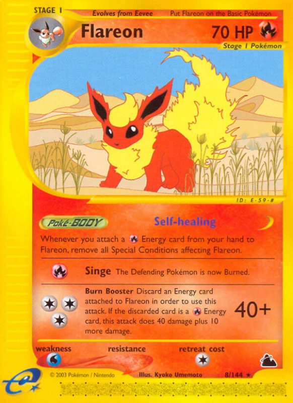 Check de actuele waarde van je Flareon 8/144 kaart uit de Skyridge set.