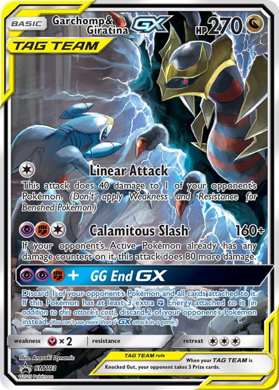 Check de actuele waarde van je Garchomp & Giratina-GX SM193 kaart uit de Sun Moon Promos set.