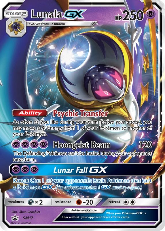Check de actuele waarde van je Lunala-GX SM17 kaart uit de Sun Moon Promos set.