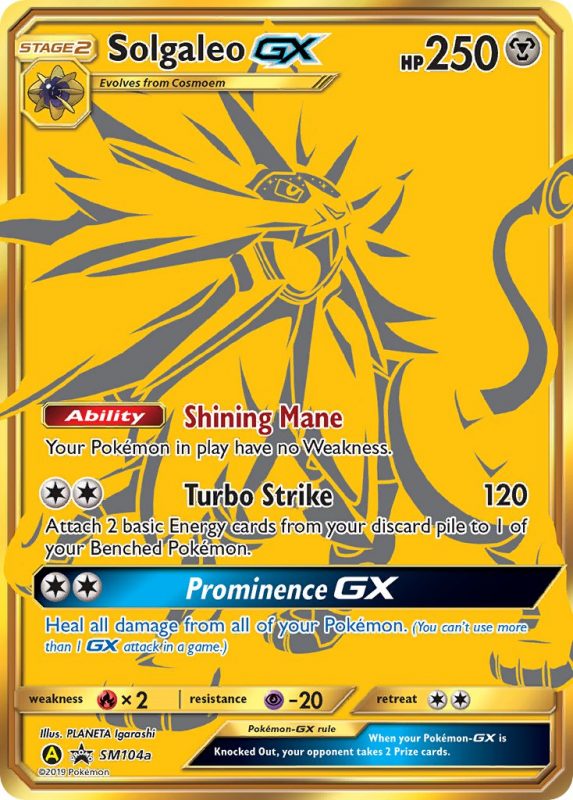 Check de actuele waarde van je Solgaleo-GX SM104a kaart uit de Sun Moon Promos set.