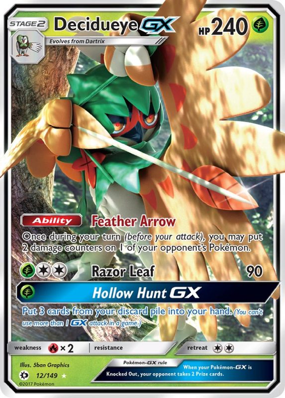 Check de actuele waarde van je Decidueye-GX 12/149 kaart uit de Sun Moon set.