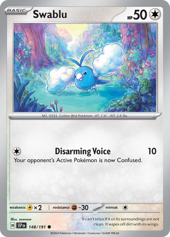Wat is Swablu 148 uit Surging Sparks waard? - Pokemonkaart.nl