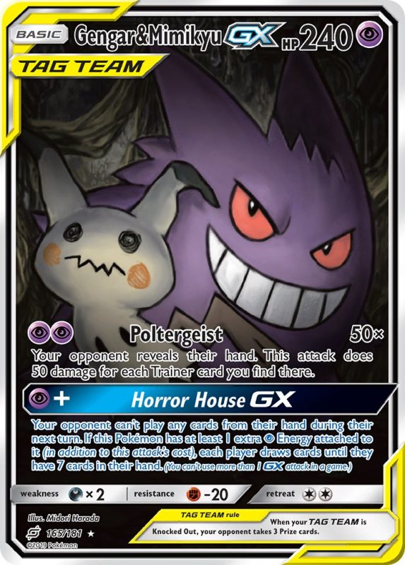 Check de actuele waarde van je Gengar & Mimikyu-GX 165/181 kaart uit de Team Up set.