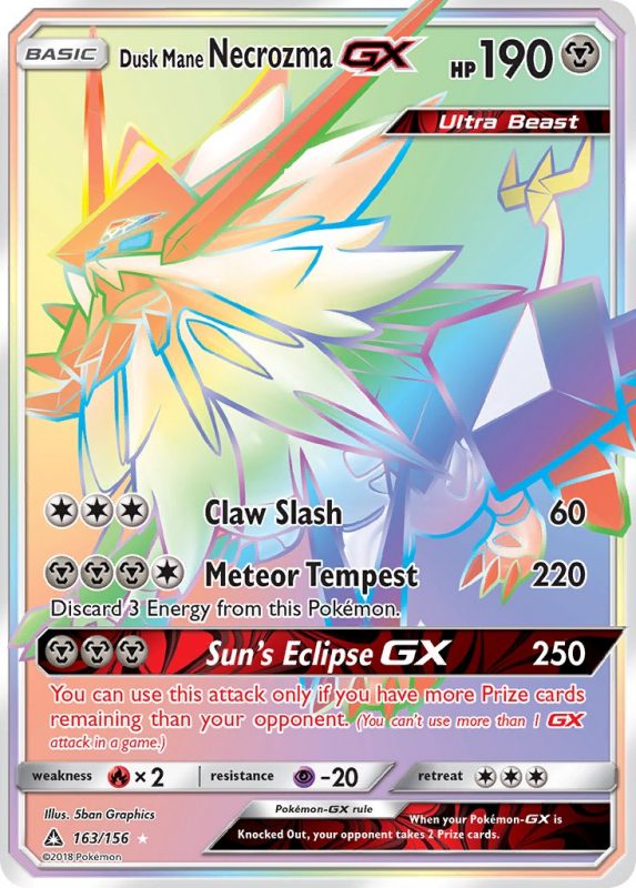 Check de actuele waarde van je Dusk Mane Necrozma-GX 163/156 kaart uit de Ultra Prism set.