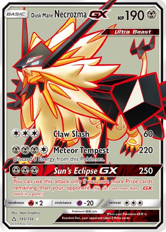 Check de actuele waarde van je Dusk Mane Necrozma-GX 145/156 kaart uit de Ultra Prism set.