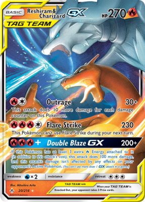 Check de actuele waarde van je Reshiram & Charizard-GX 20/214 kaart uit de Unbroken Bonds set.