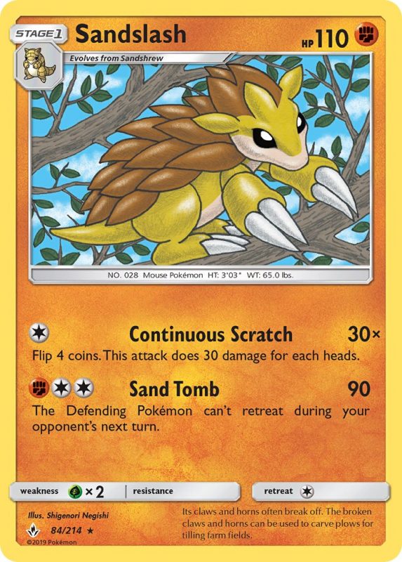 Check de actuele waarde van je Sandslash 84/214 kaart uit de Unbroken Bonds set.