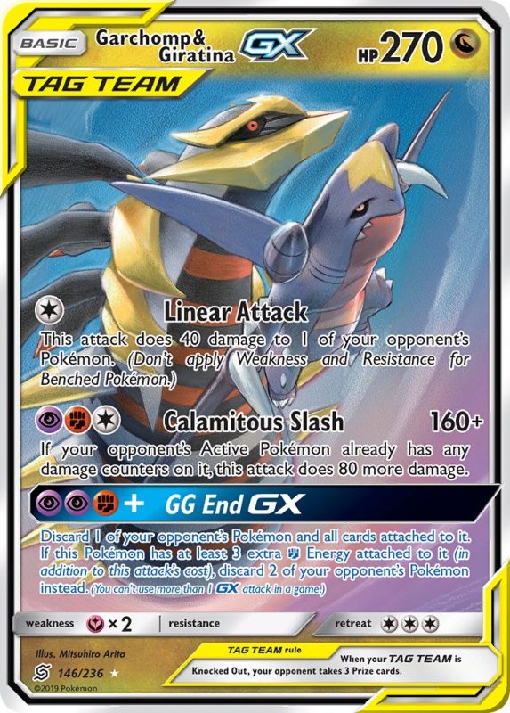 Check de actuele waarde van je Garchomp & Giratina-GX 146/236 kaart uit de Unified Minds set.